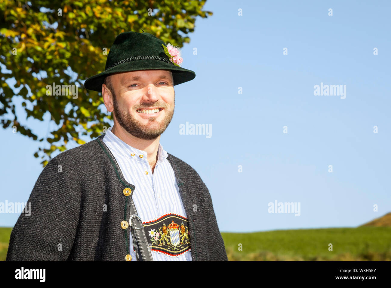 A traditional bavarian man in the autumn nature Stock Photo - Alamy