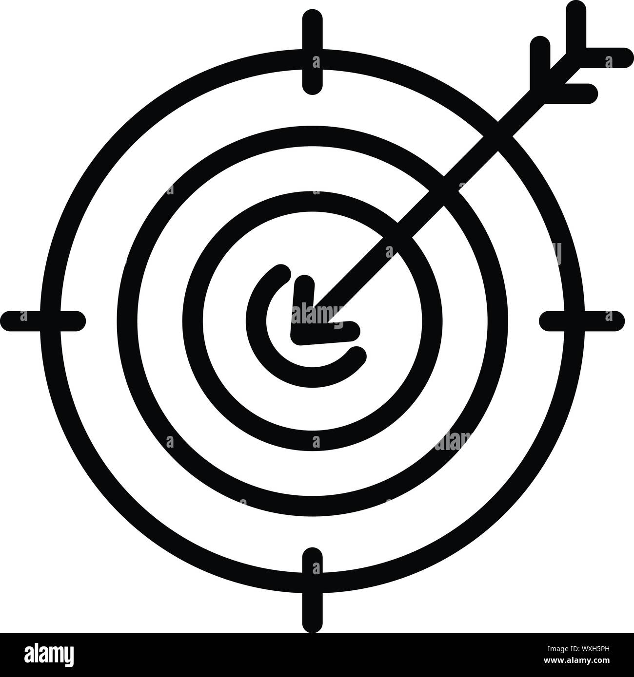 Arrow on target icon. Outline arrow on target vector icon for web ...