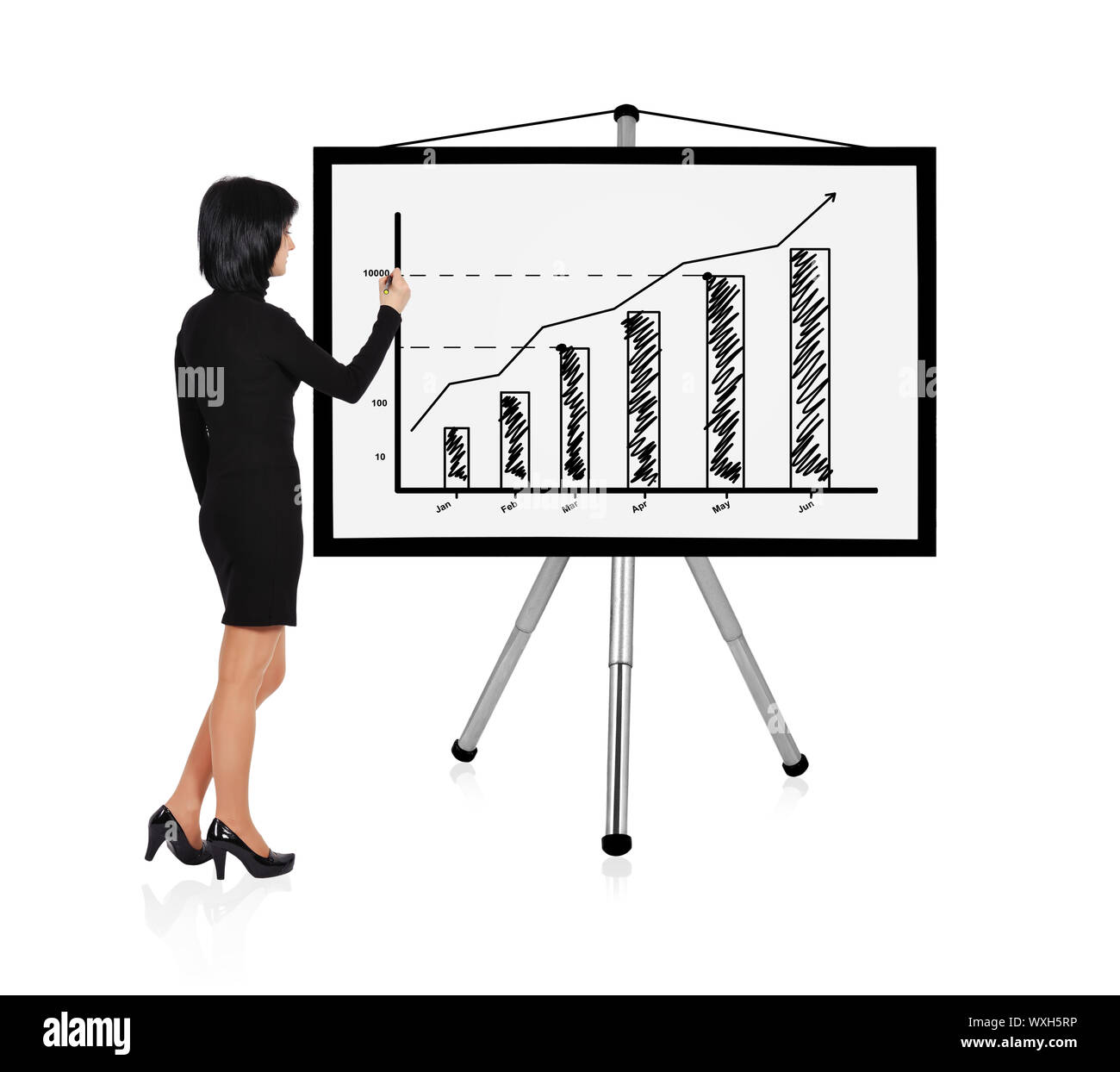 woman standing and drawing graph Stock Photo - Alamy