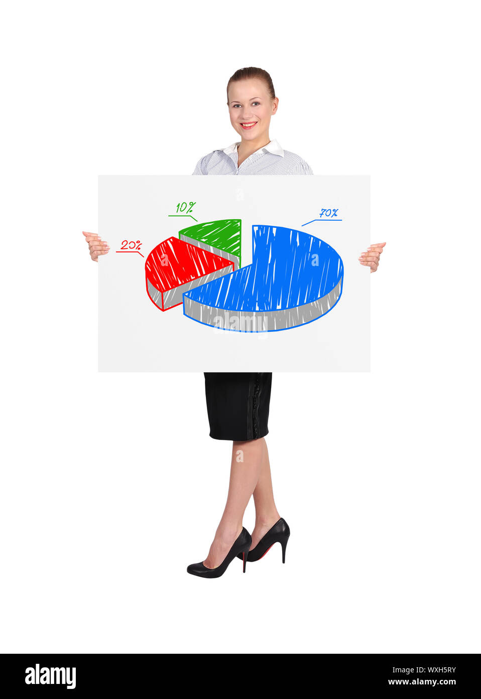 woman holding poster with pie graph Stock Photo - Alamy