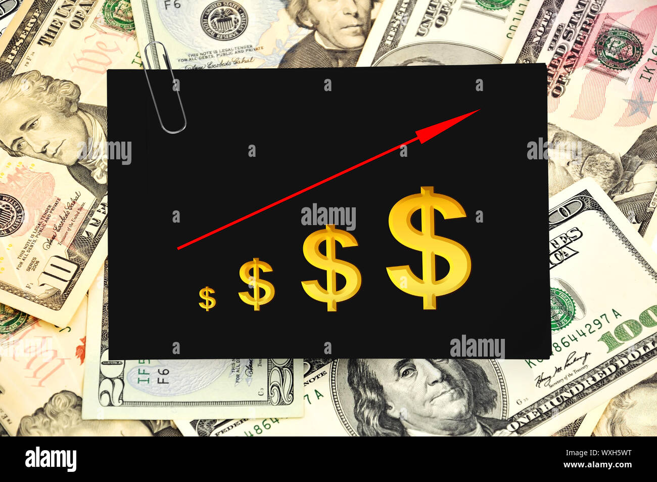 papaper with graph on a money background Stock Photo - Alamy