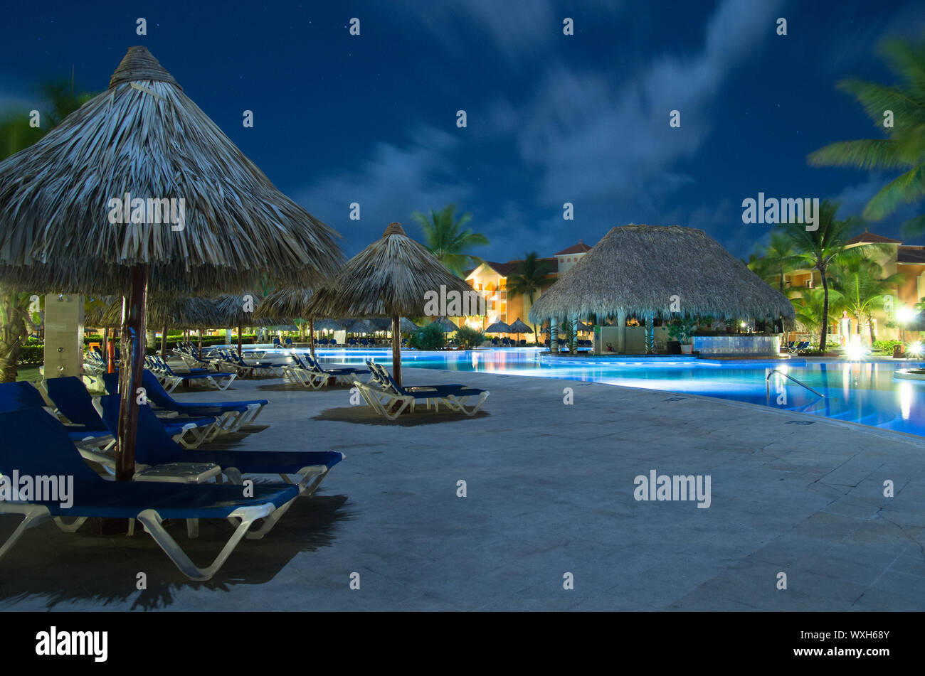 Swimming pool in night illumination Stock Photo - Alamy