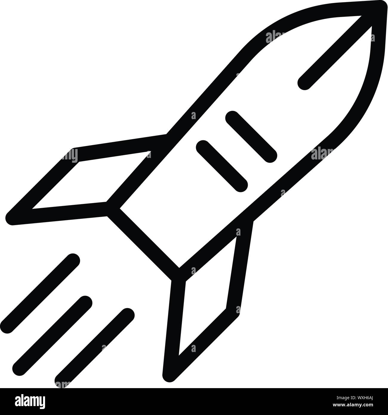 Rocket in flight icon. Outline rocket in flight vector icon for web ...