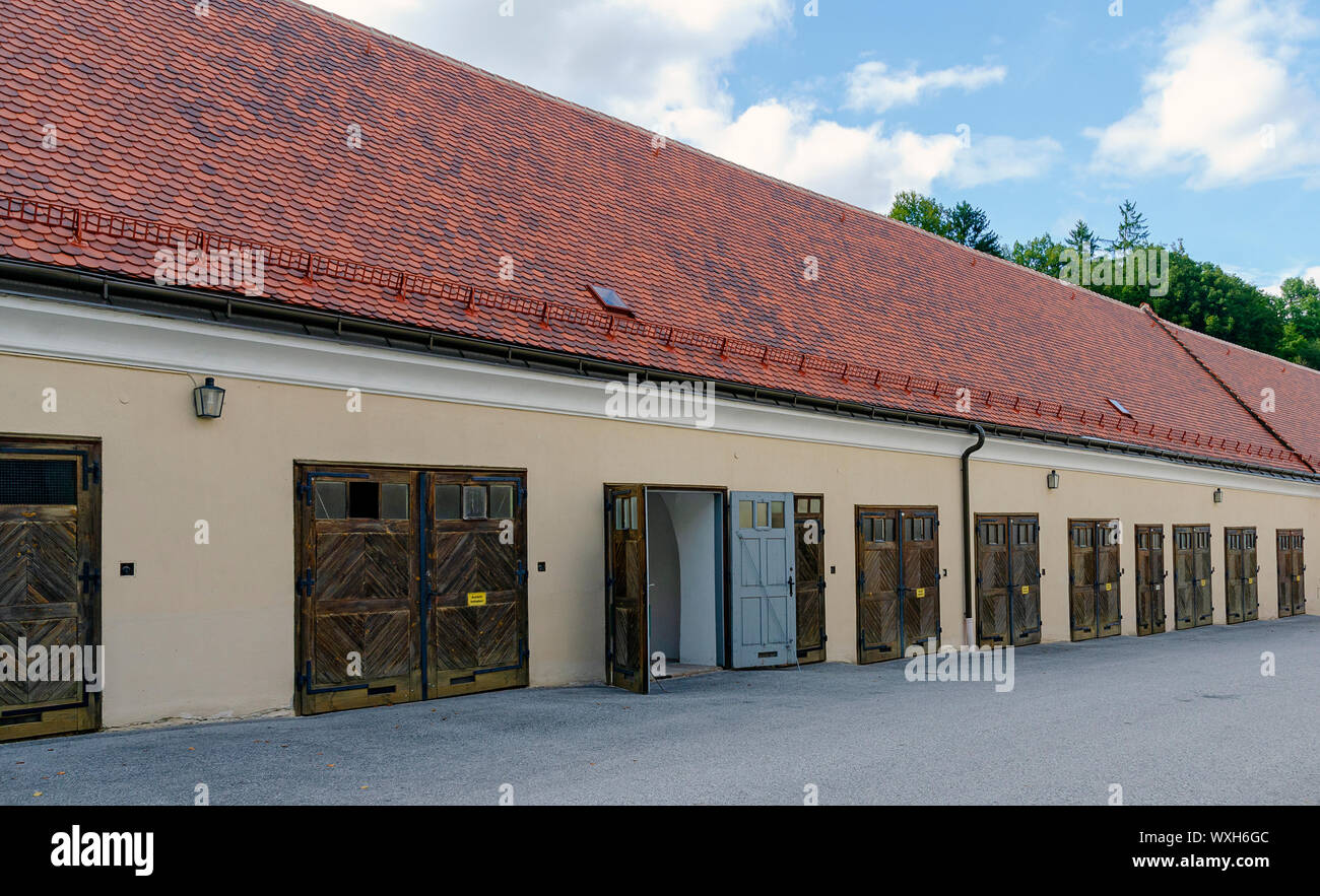 old multiple garaging facility Stock Photo - Alamy