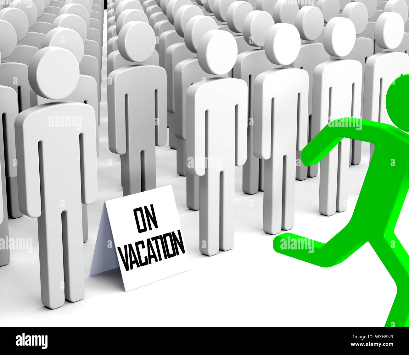 Worker Running out of the Office. Employee on Vacation. Empty Workplace ...