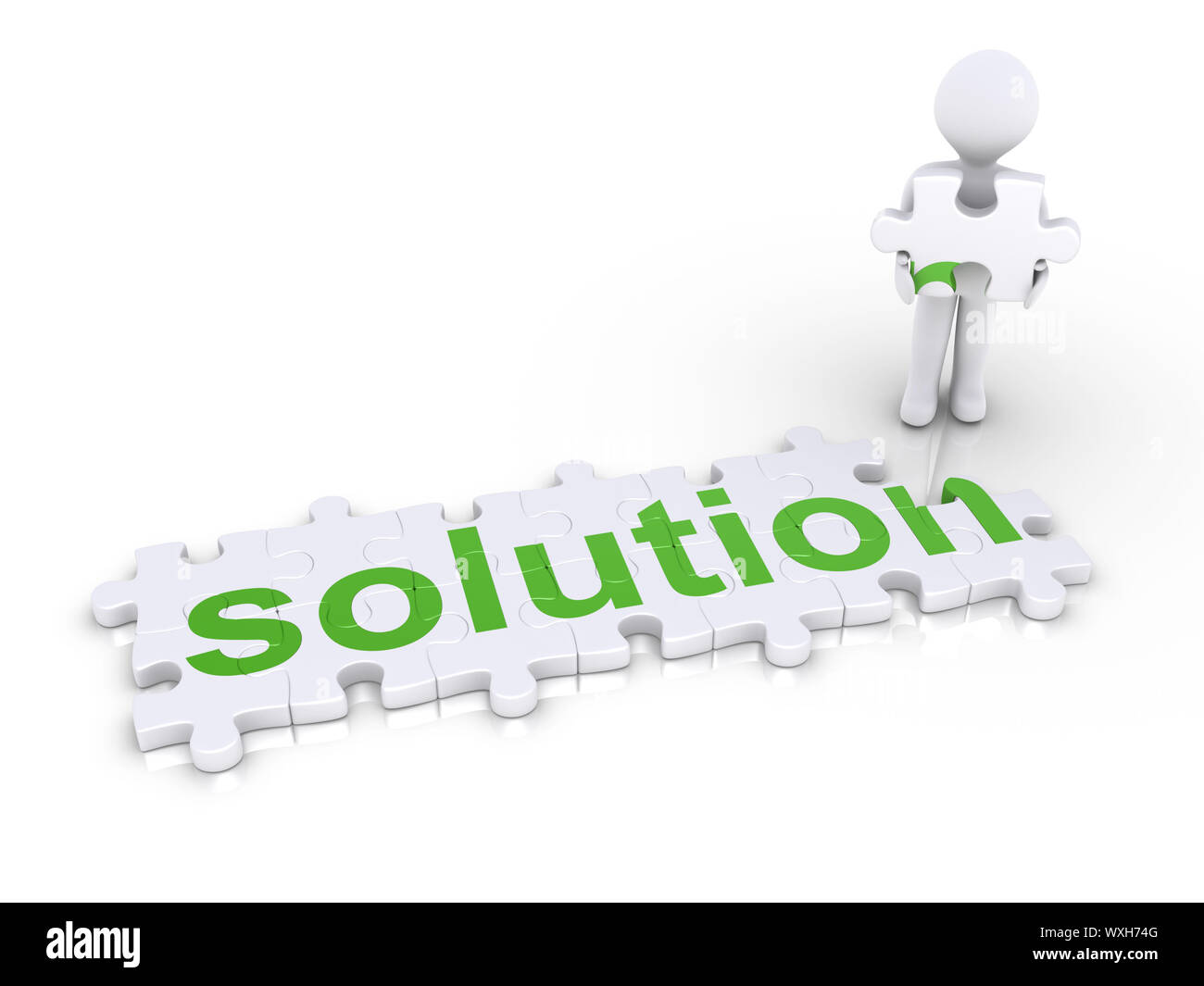 3d person holding the last piece of "solution" puzzle Stock Photo - Alamy