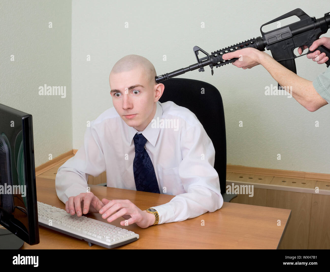 Arrest of the hacker working in the Internet at office Stock Photo - Alamy