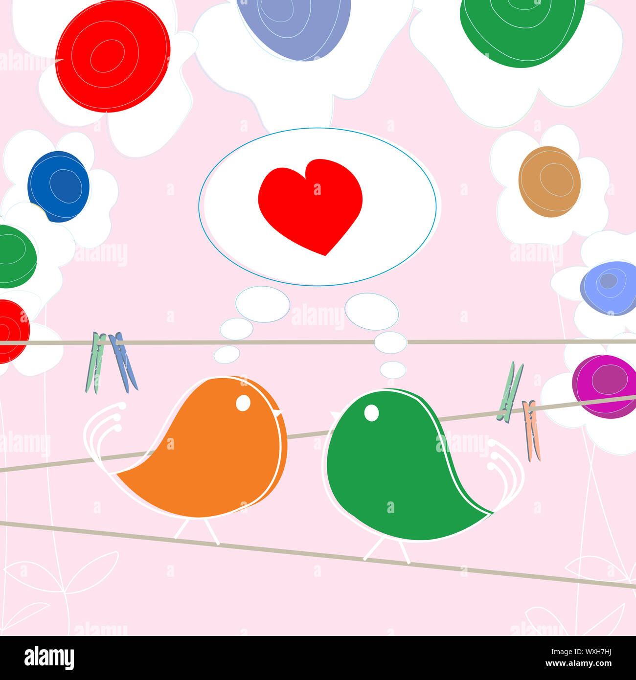 Love declaration card, background sketch Stock Photo - Alamy