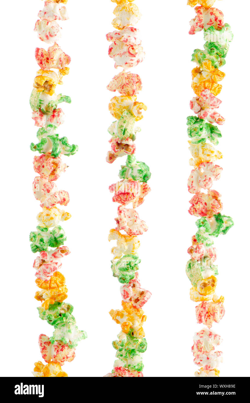 Popped color kernels on three rows isolated on white background Stock ...