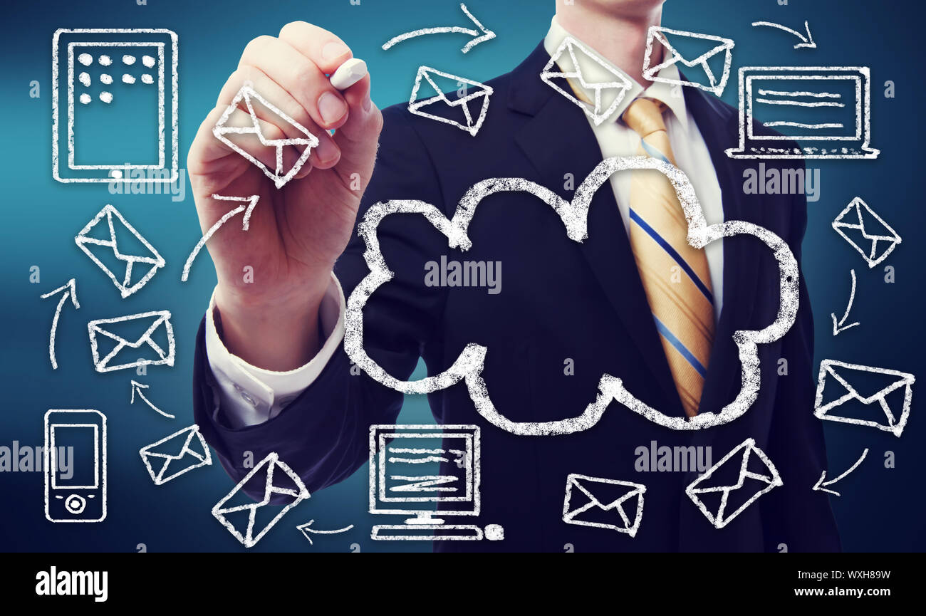 Businessman with cloud computing and connectivity concept Stock Photo ...