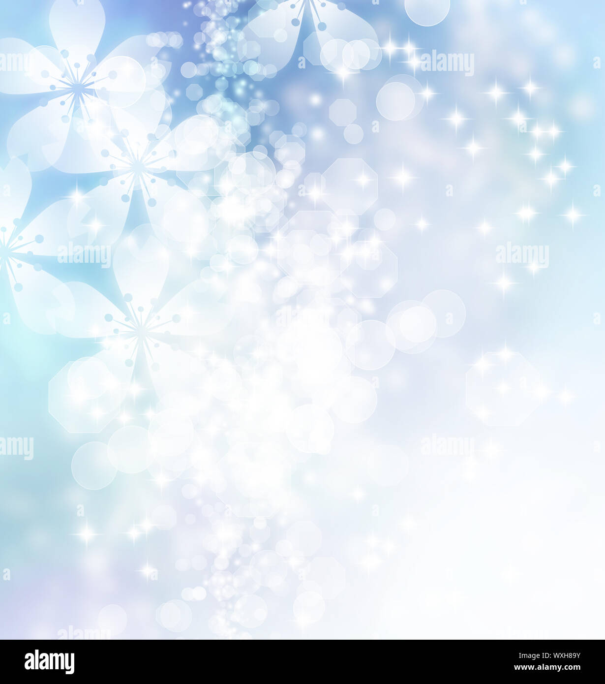 Cherry blossoms on ice blue gradient background Stock Photo - Alamy