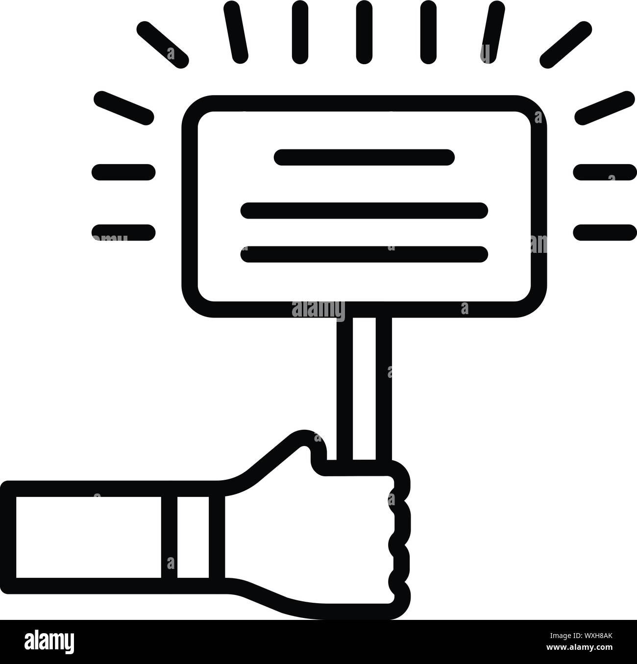 Hand banner protest icon. Outline hand banner protest vector icon for ...