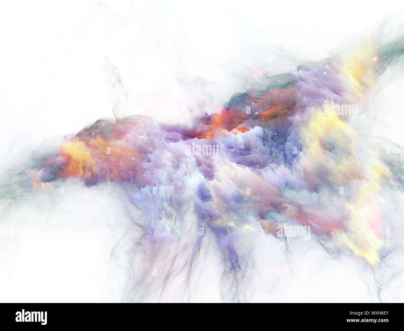 Composition of bursting strands of fractal smoke and paint with ...