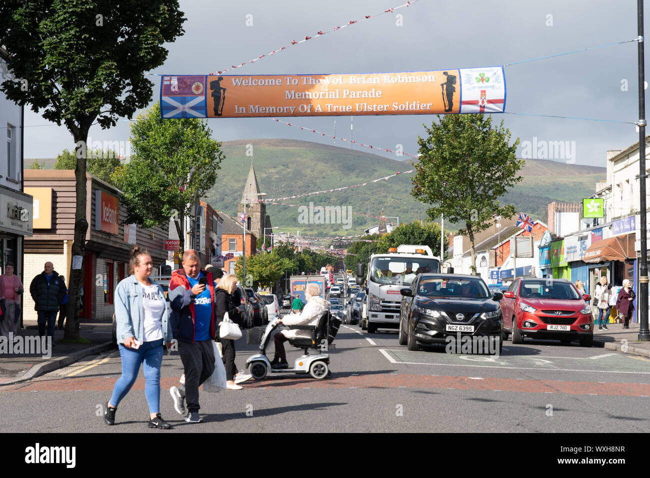 A general view of The Shankhill Road in Belfast. From a series of ...