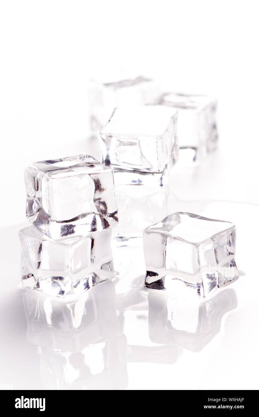 stack of ice cubes on white background Stock Photo - Alamy