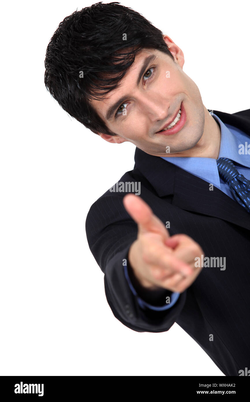 Man pointing forward Stock Photo - Alamy