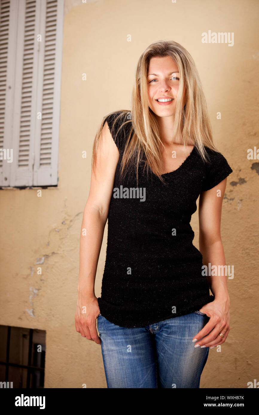 Happy Friendly Woman Stock Photo - Alamy