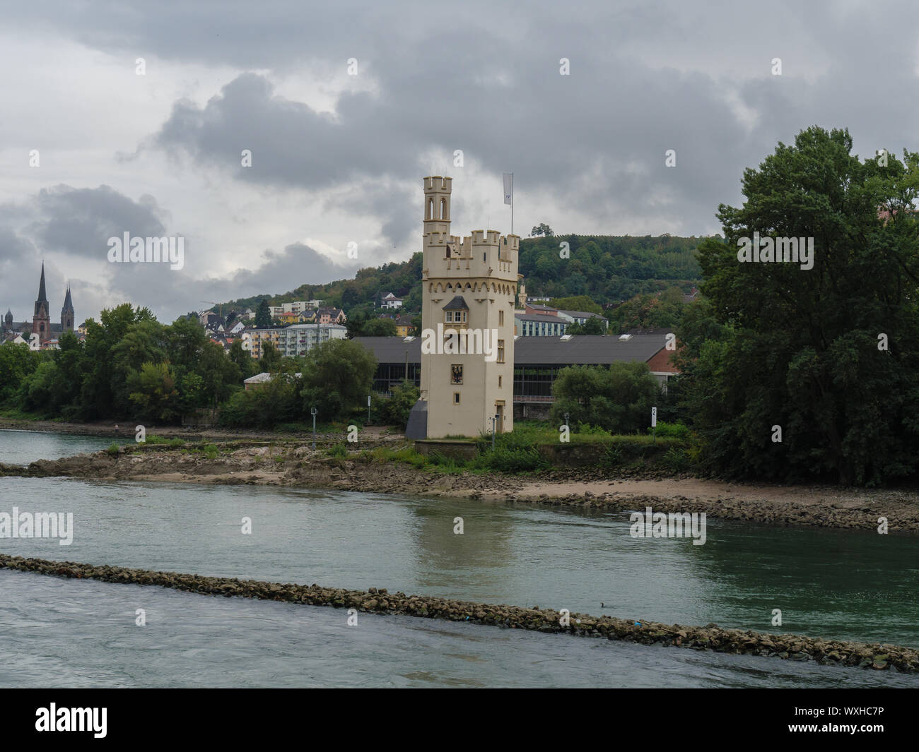 Tower and castle at the rhine Stock Photo - Alamy