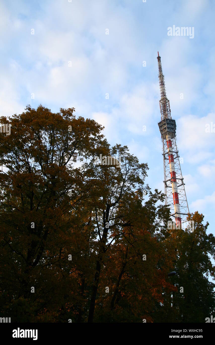 tv tower in tree foliage Stock Photo - Alamy