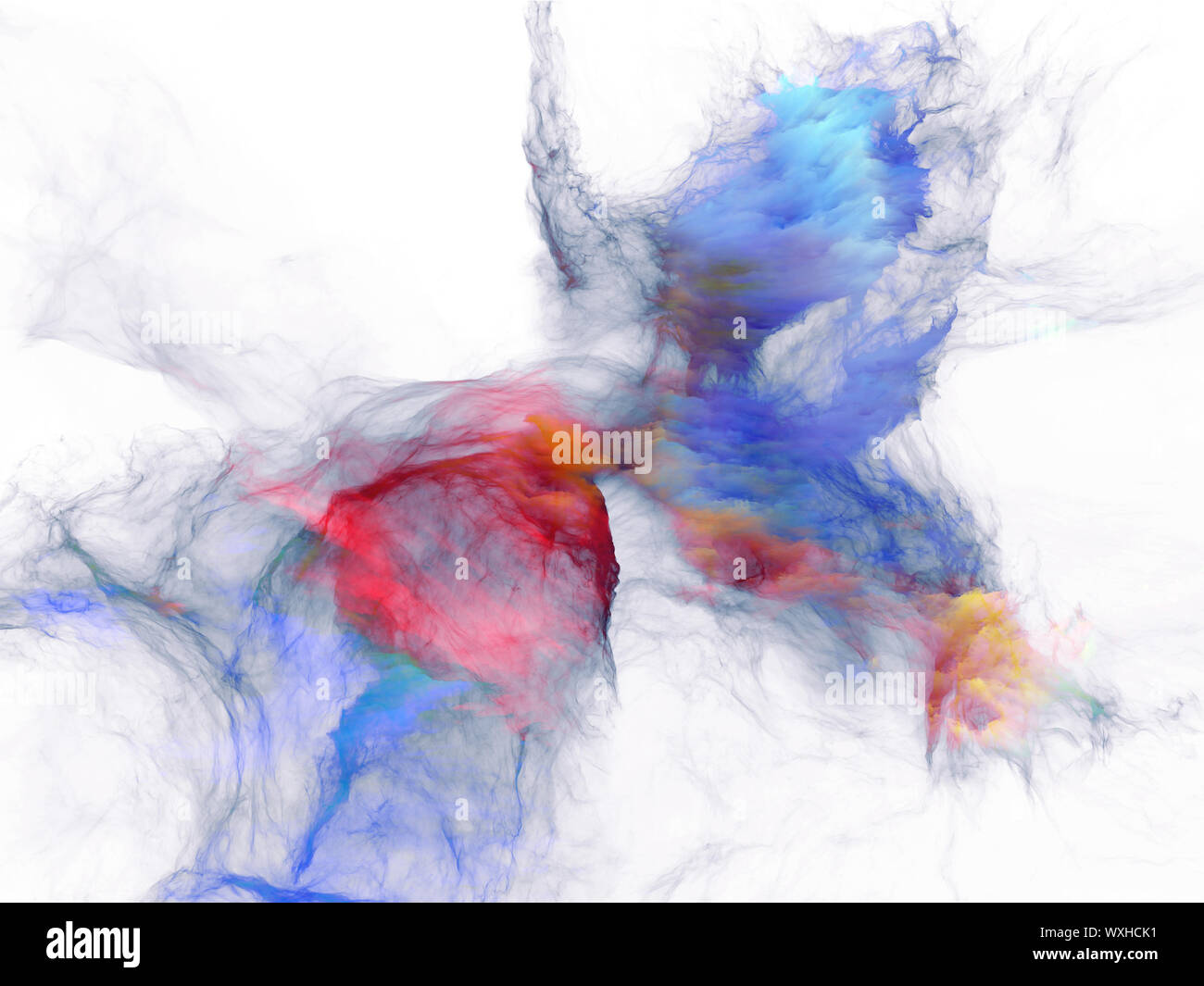 Composition of bursting strands of fractal smoke and paint with ...