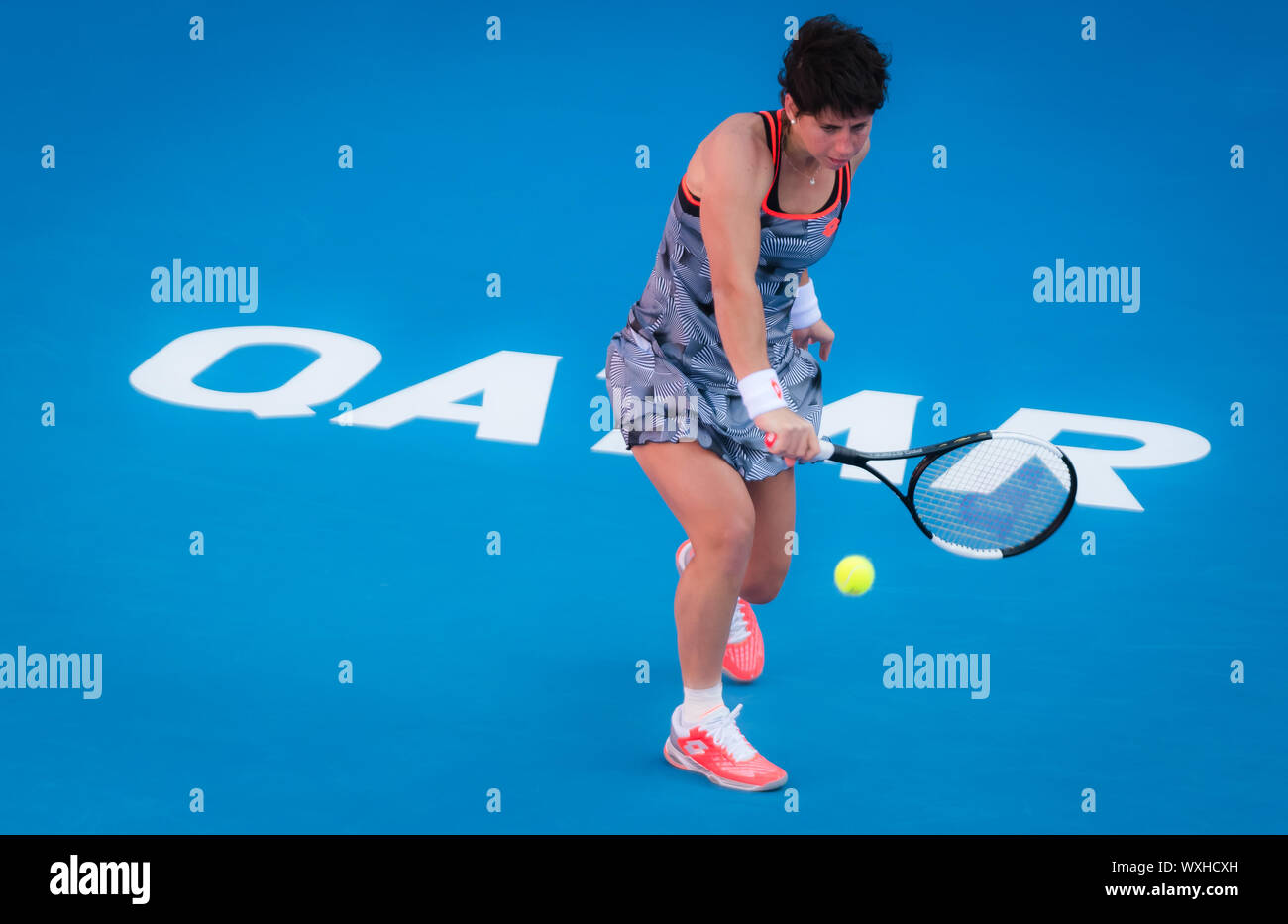 Carla Suarez Navarro of Spain in action during the first round of the ...