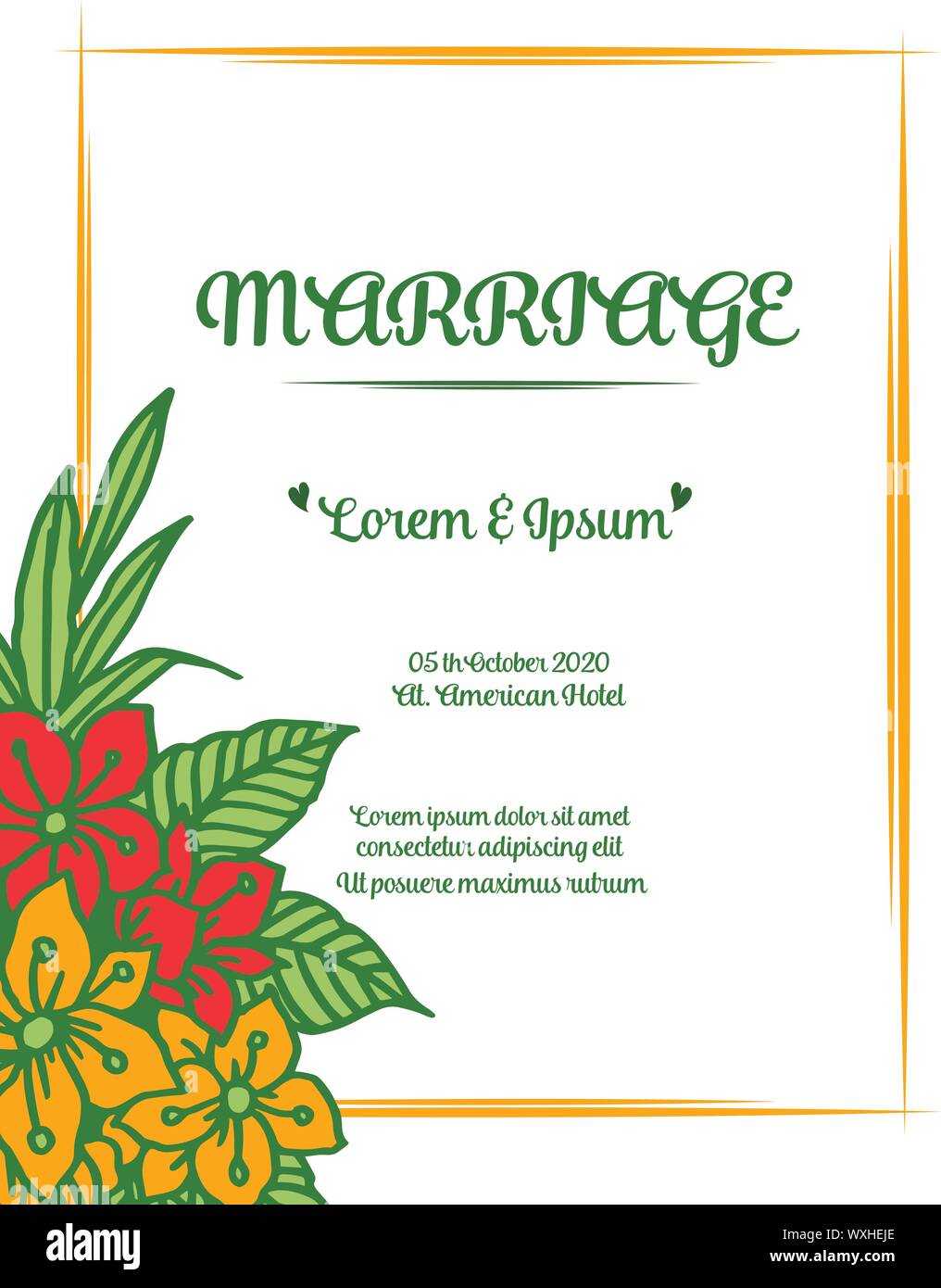 Colorful wreath frame, for elegant invitation card of marriage. Vector ...