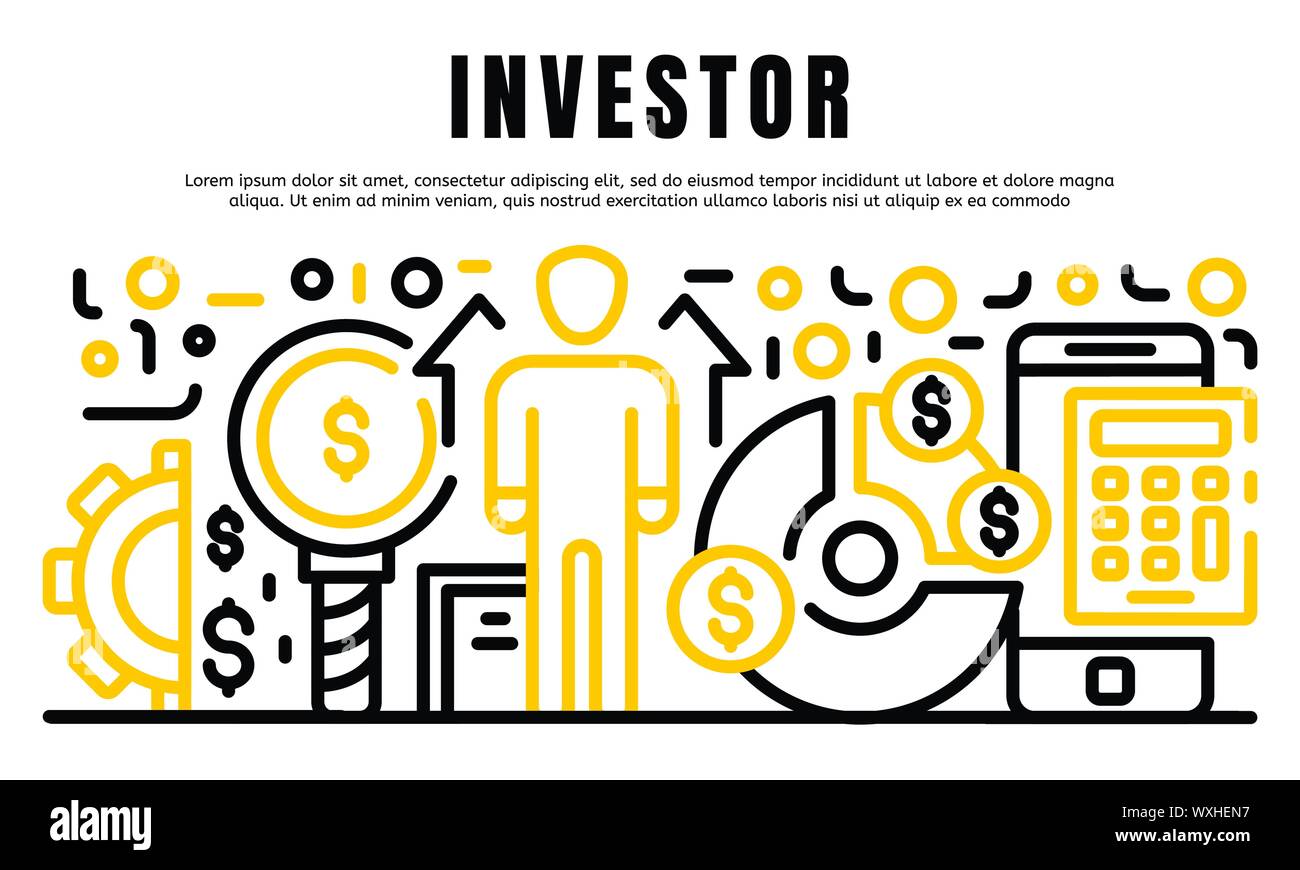 Investor banner. Outline illustration of investor vector banner for web ...