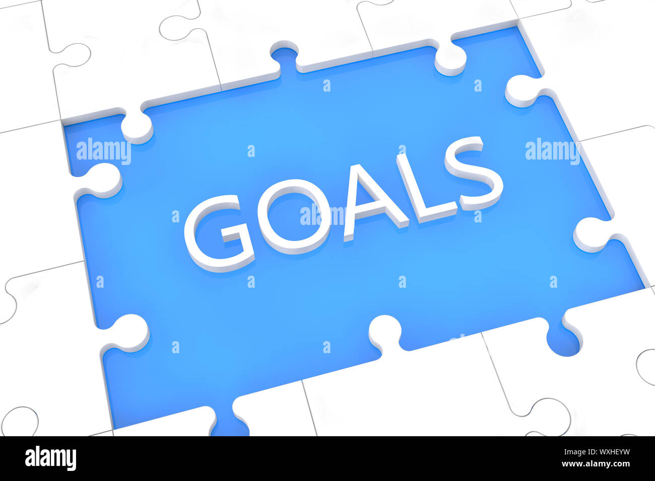 puzzle with words on blue background concept: Goals Stock Photo - Alamy