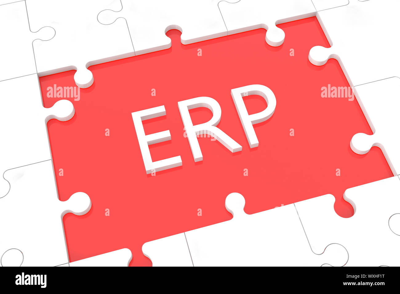 puzzle with words on red background concept: ERP Stock Photo - Alamy
