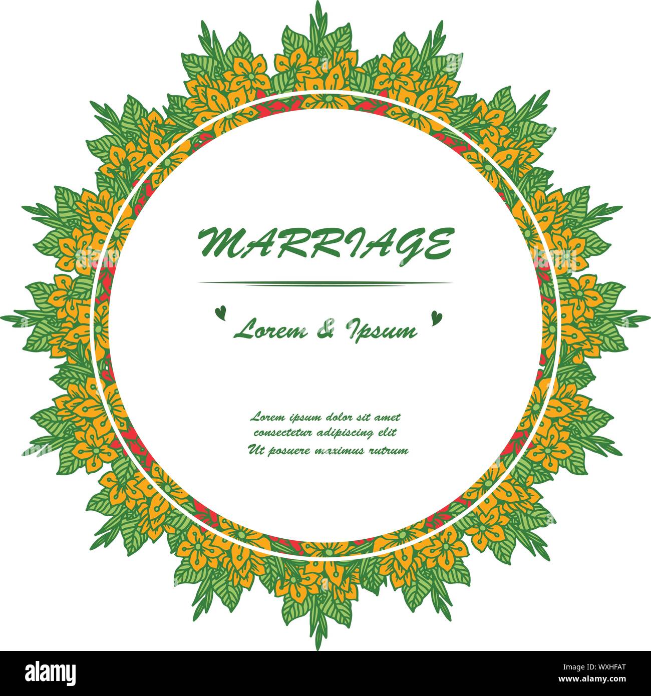 Modern design colorful flower frame, template for card of marriage ...
