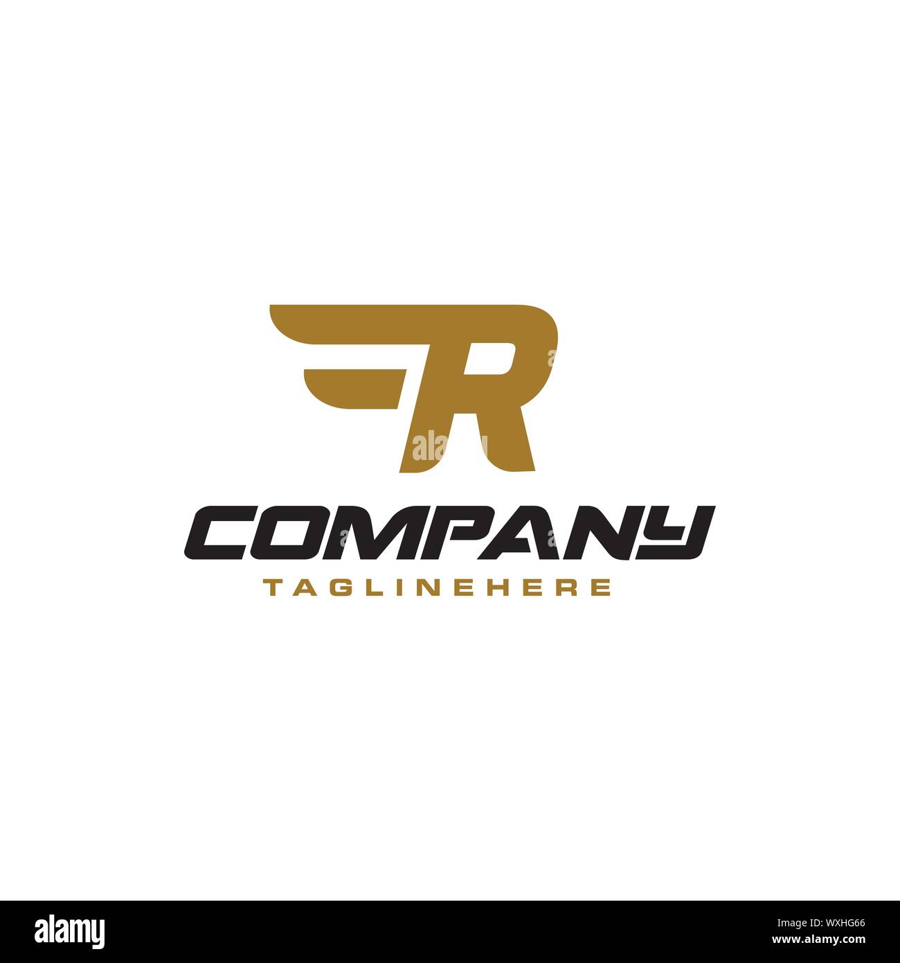 Letter R logo with simple Wings design element vector template Stock ...