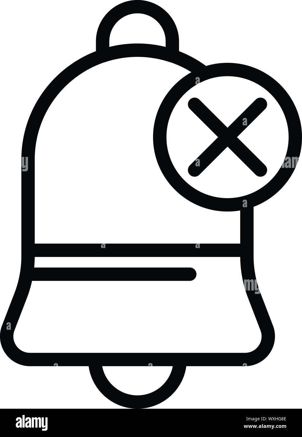 Bell with a cross icon. Outline bell with a cross vector icon for web ...