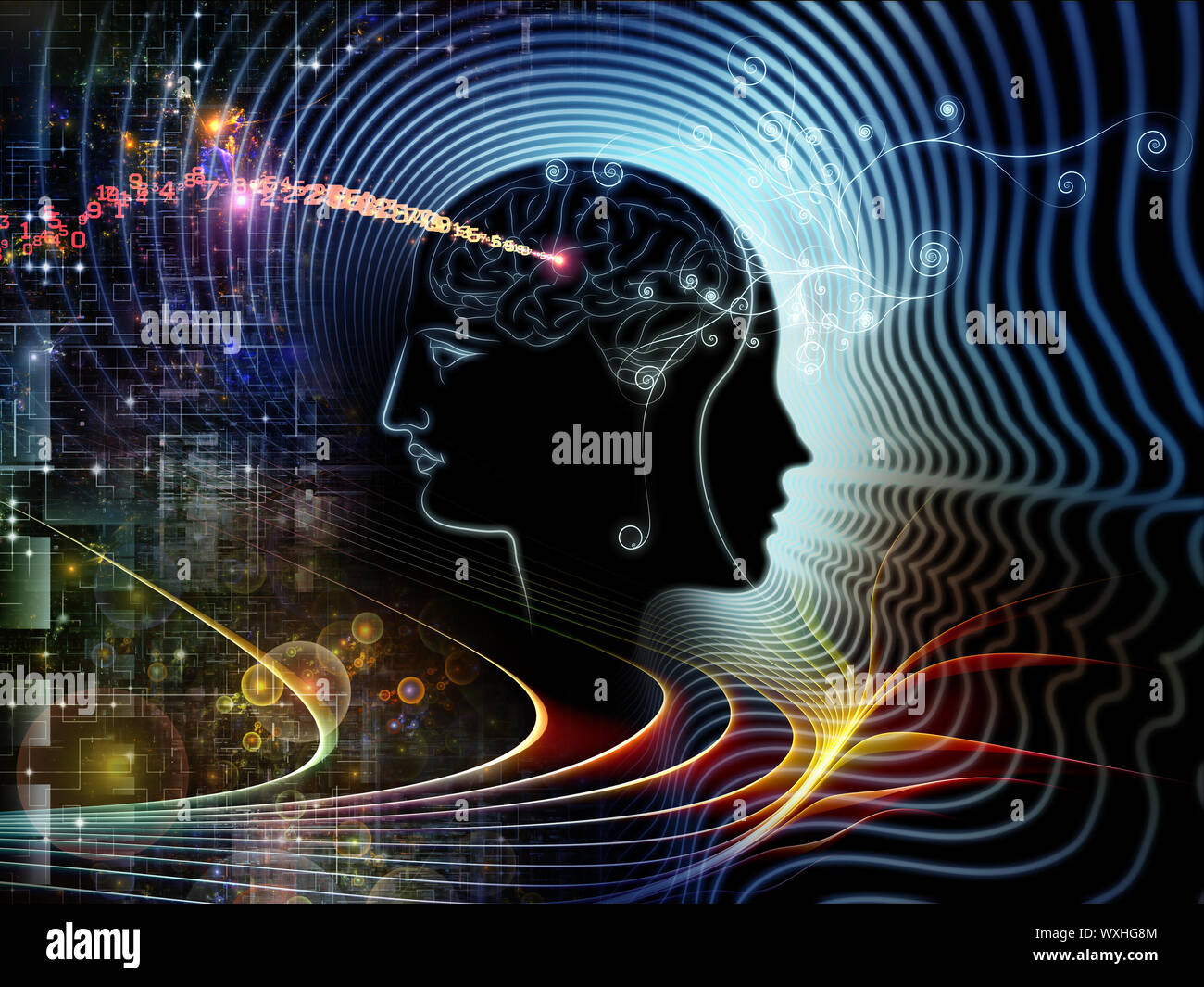 Composition of human feature lines and symbolic elements suitable as a ...