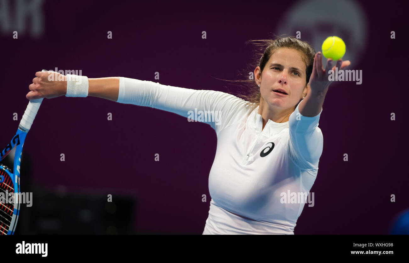 Julia Goerges of Germany in action during her first-round match at the ...