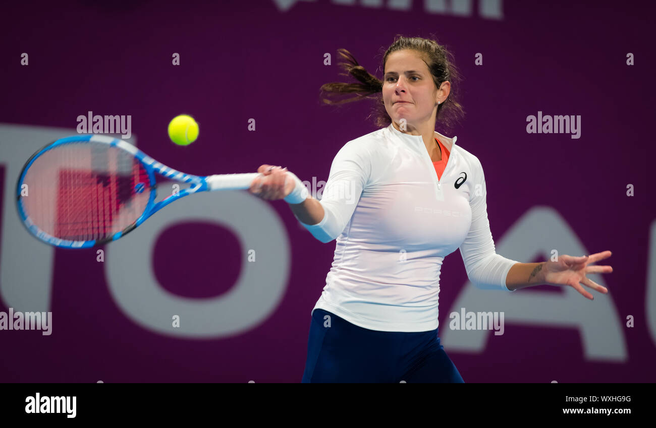 Julia Goerges of Germany in action during her first-round match at the ...