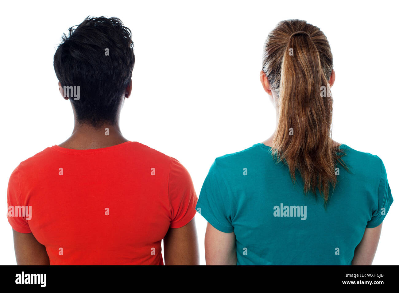 Women facing towards the wall, isolated over white Stock Photo - Alamy