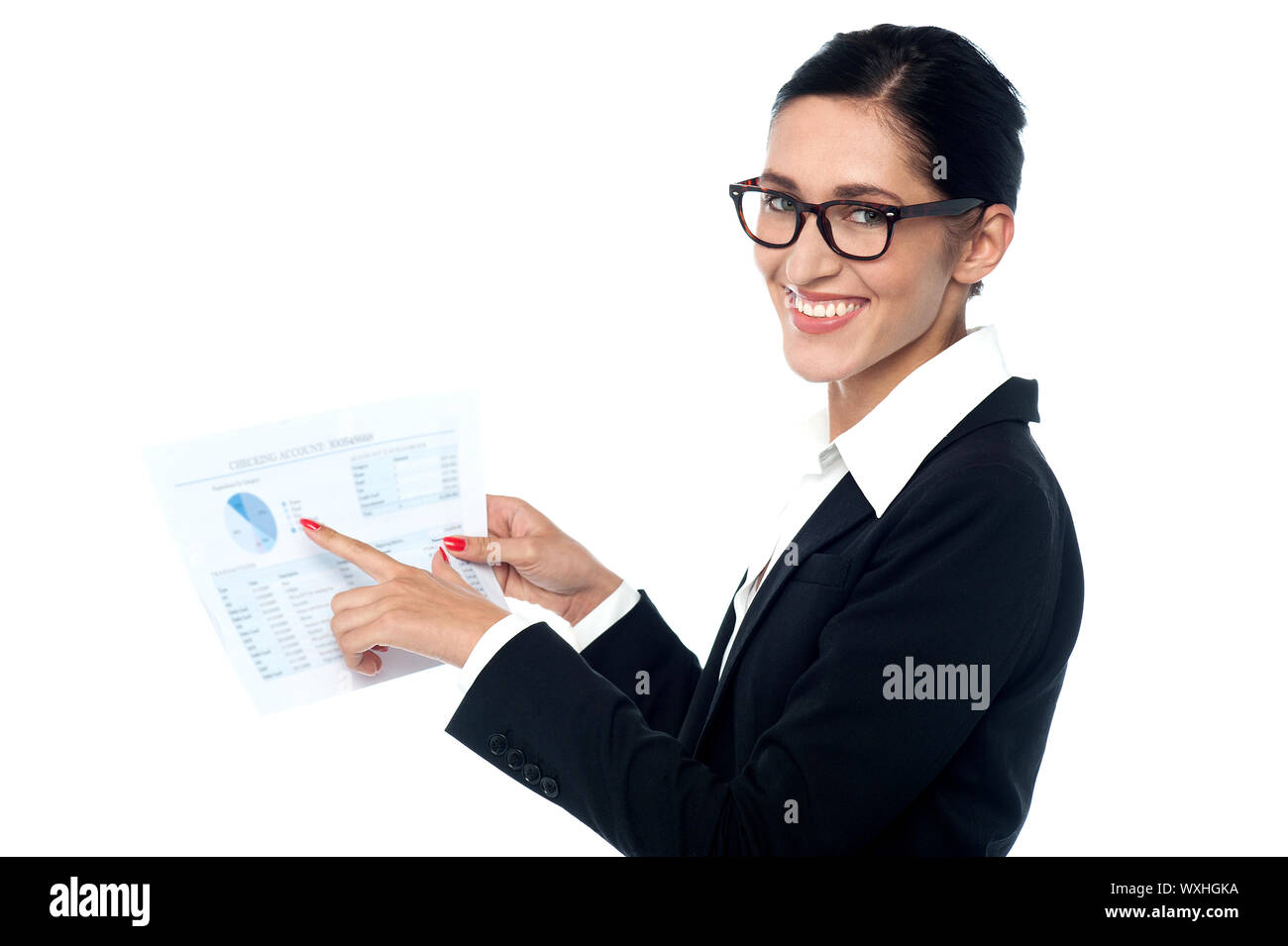 Female executive holding corporate documents Stock Photo - Alamy