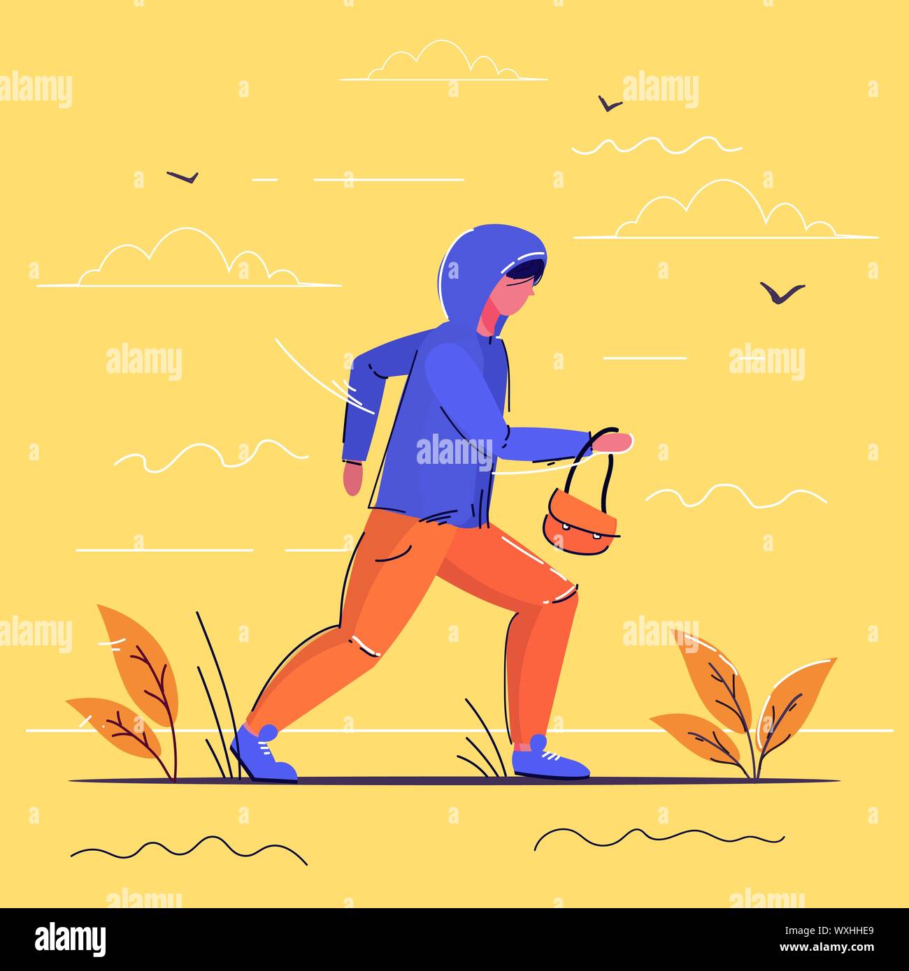 criminal character carrying female handbag robber running away theft ...