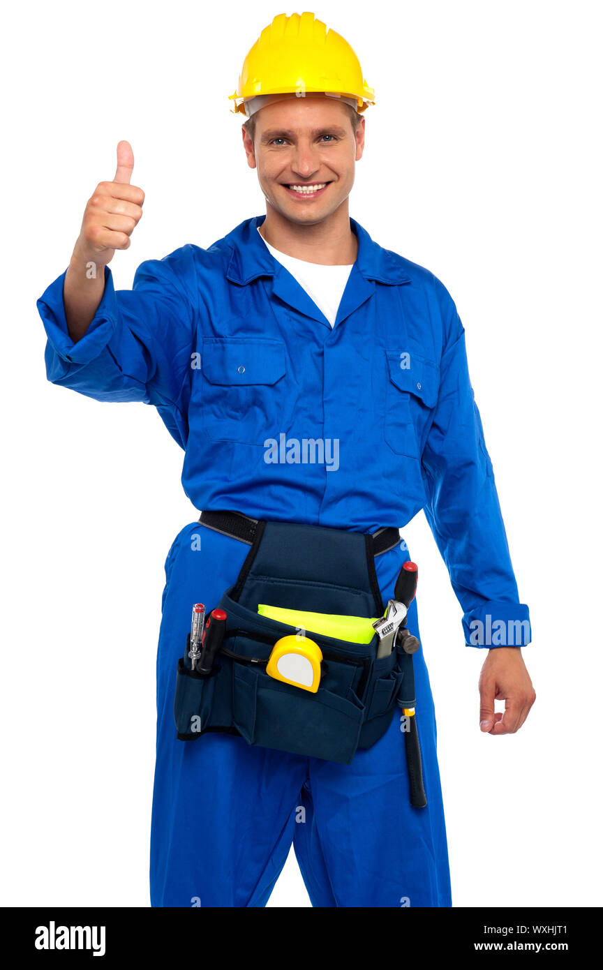 Keep up the good work. Sign from young repairman Stock Photo - Alamy