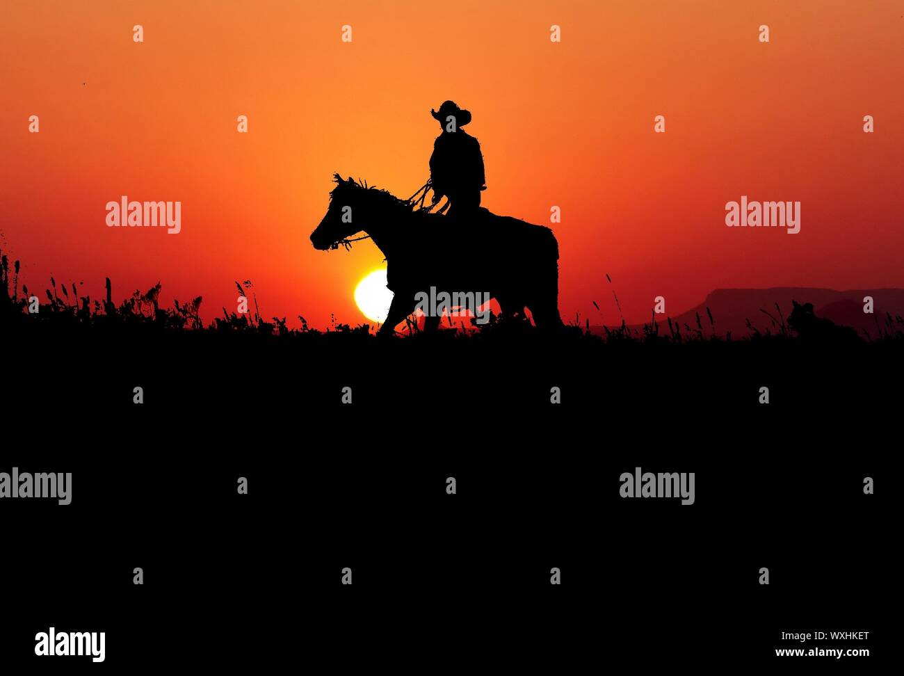 Cowboy landscape West ride Stock Photo - Alamy