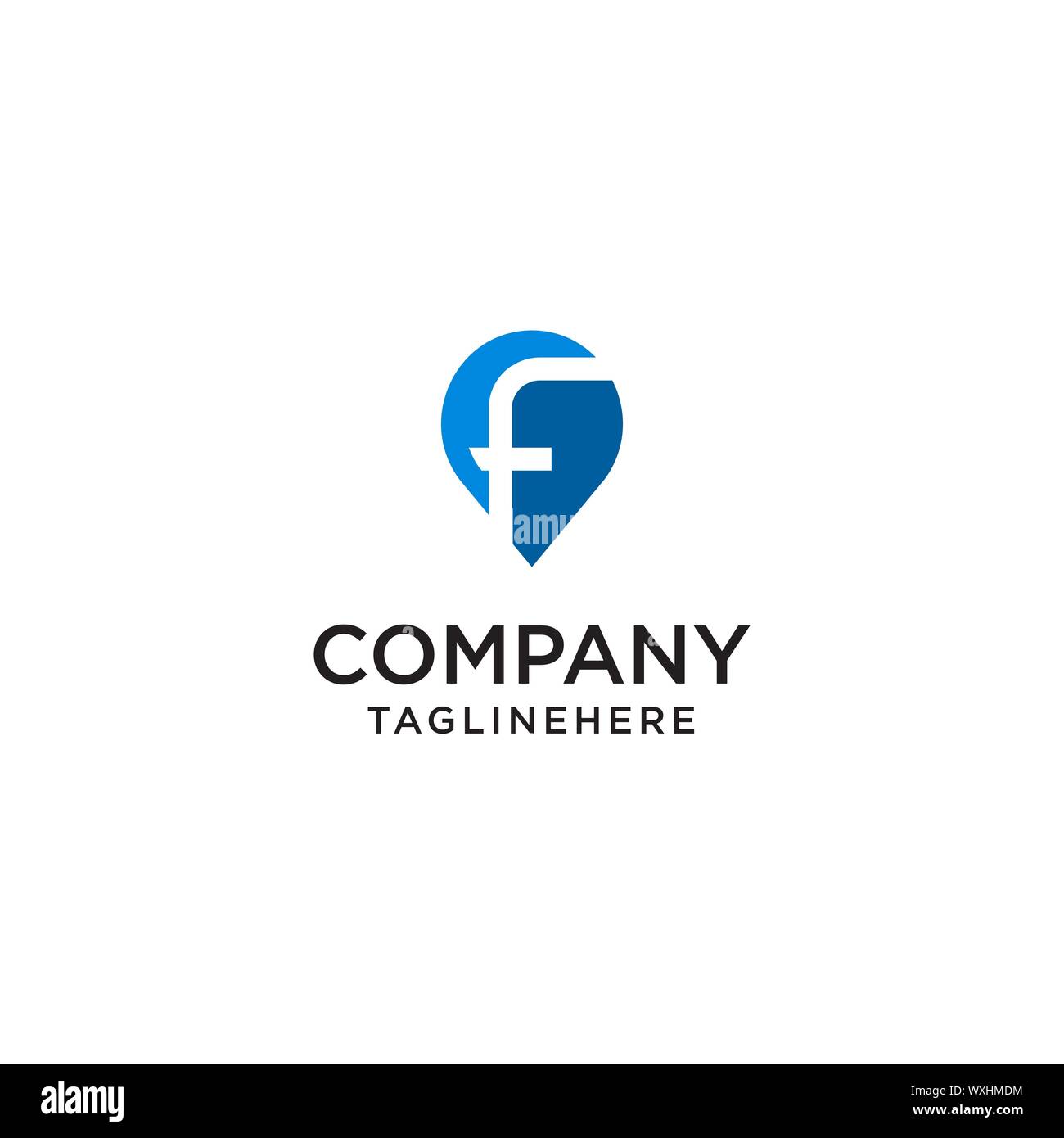 Letter F With Map Pointer logo design concept template Stock Vector ...