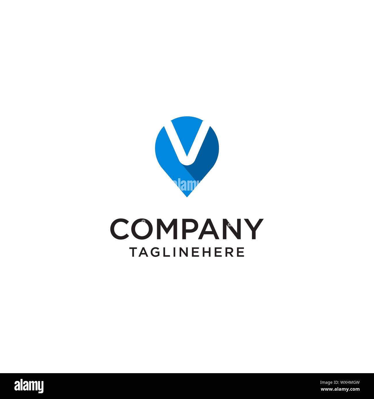 Letter V With Map Pointer logo design concept template Stock Vector ...