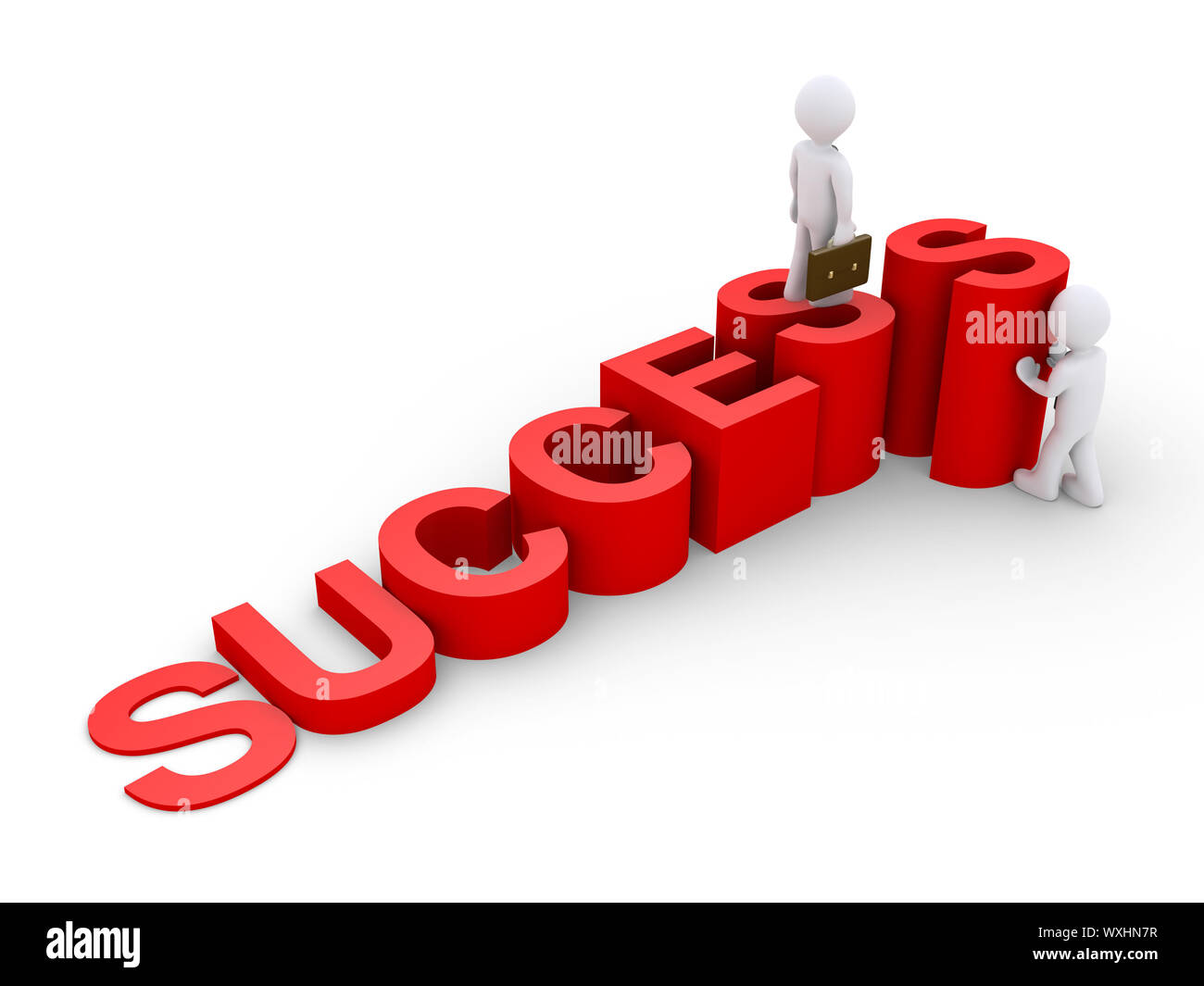 3d businessman is helping another to reach the top of success letters ...