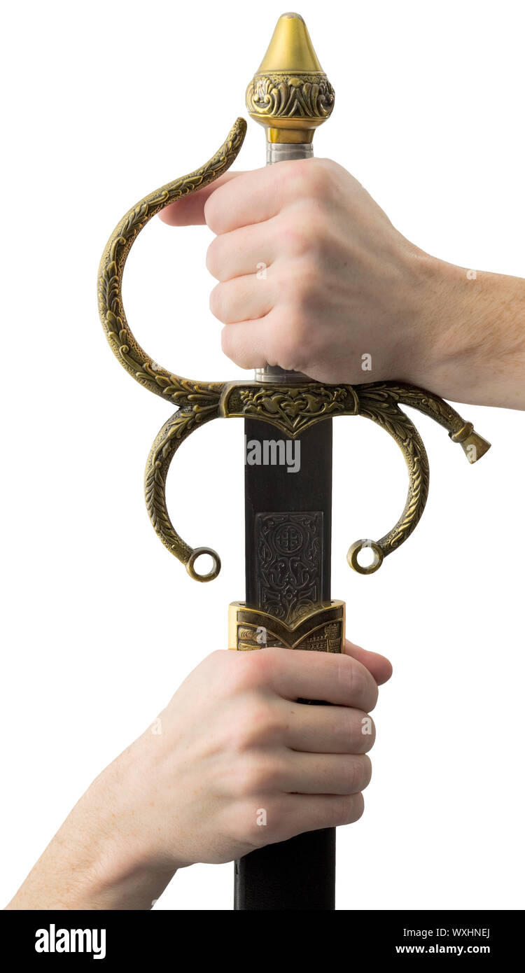 Hand on sword hilt hi-res stock photography and images - Alamy