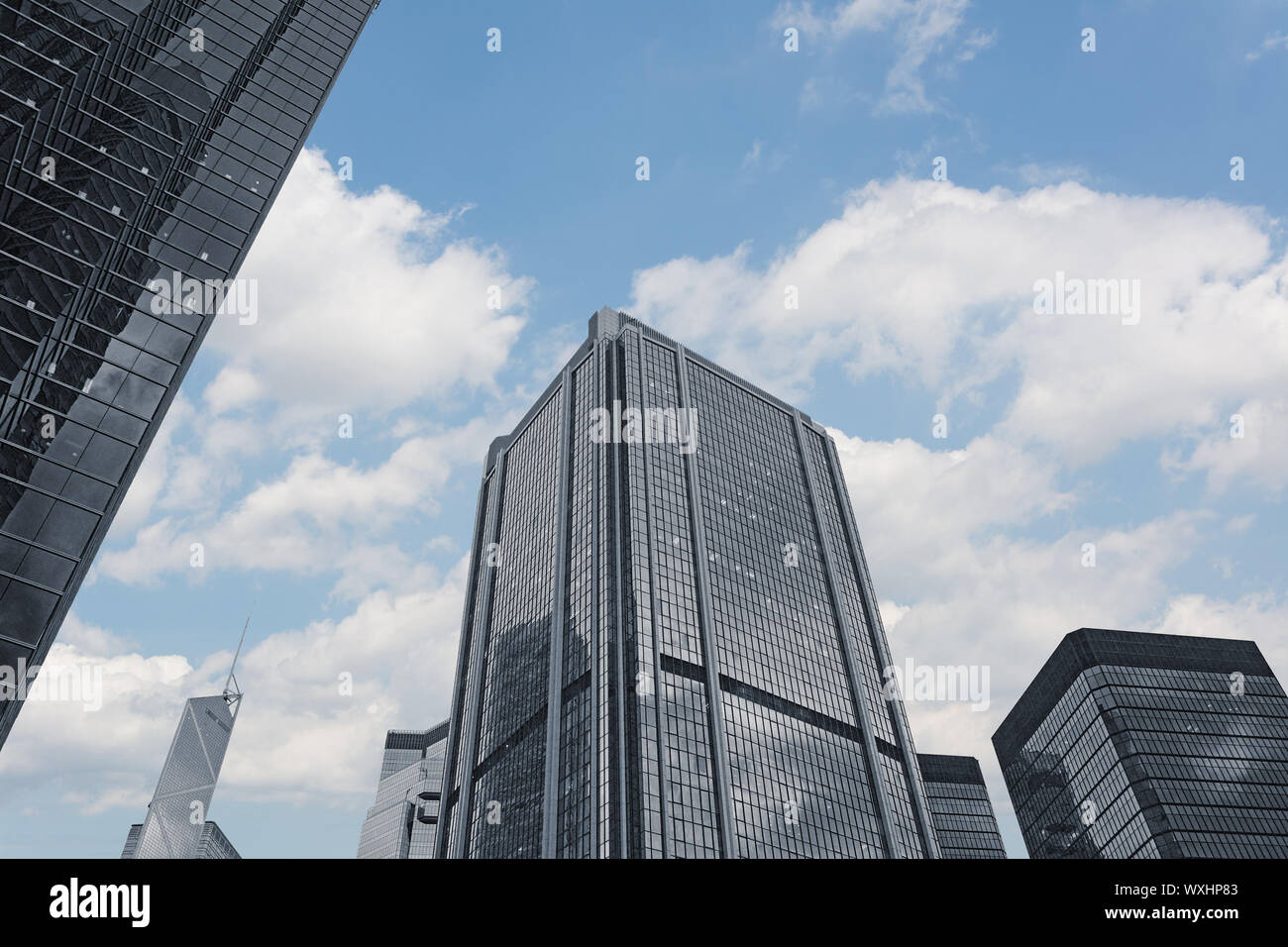 Cityscape with modern office building under sky in Hong Kong, Asia ...