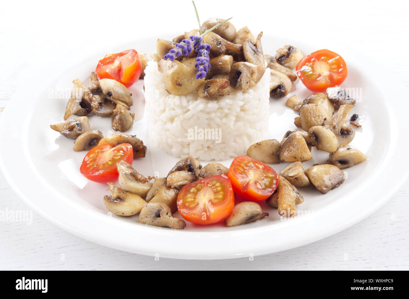 basmati rice with mushroom and cocktail tomato Stock Photo - Alamy