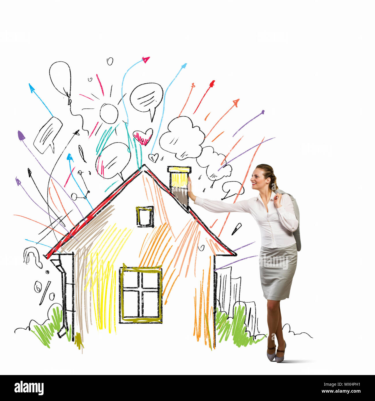 Female engineer drawing diagram Cut Out Stock Images & Pictures - Alamy