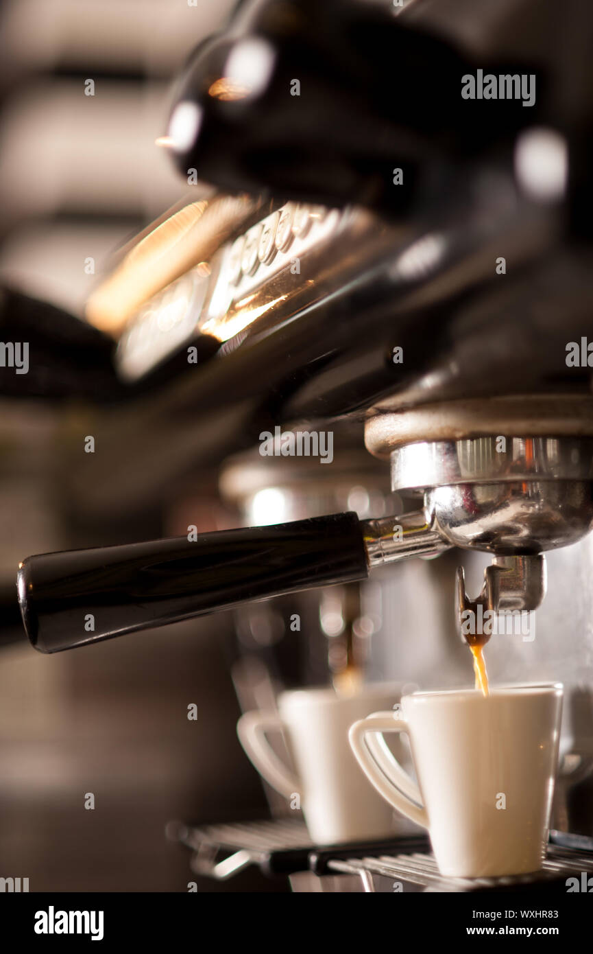 Process of preparation of coffee, a closeup Stock Photo - Alamy