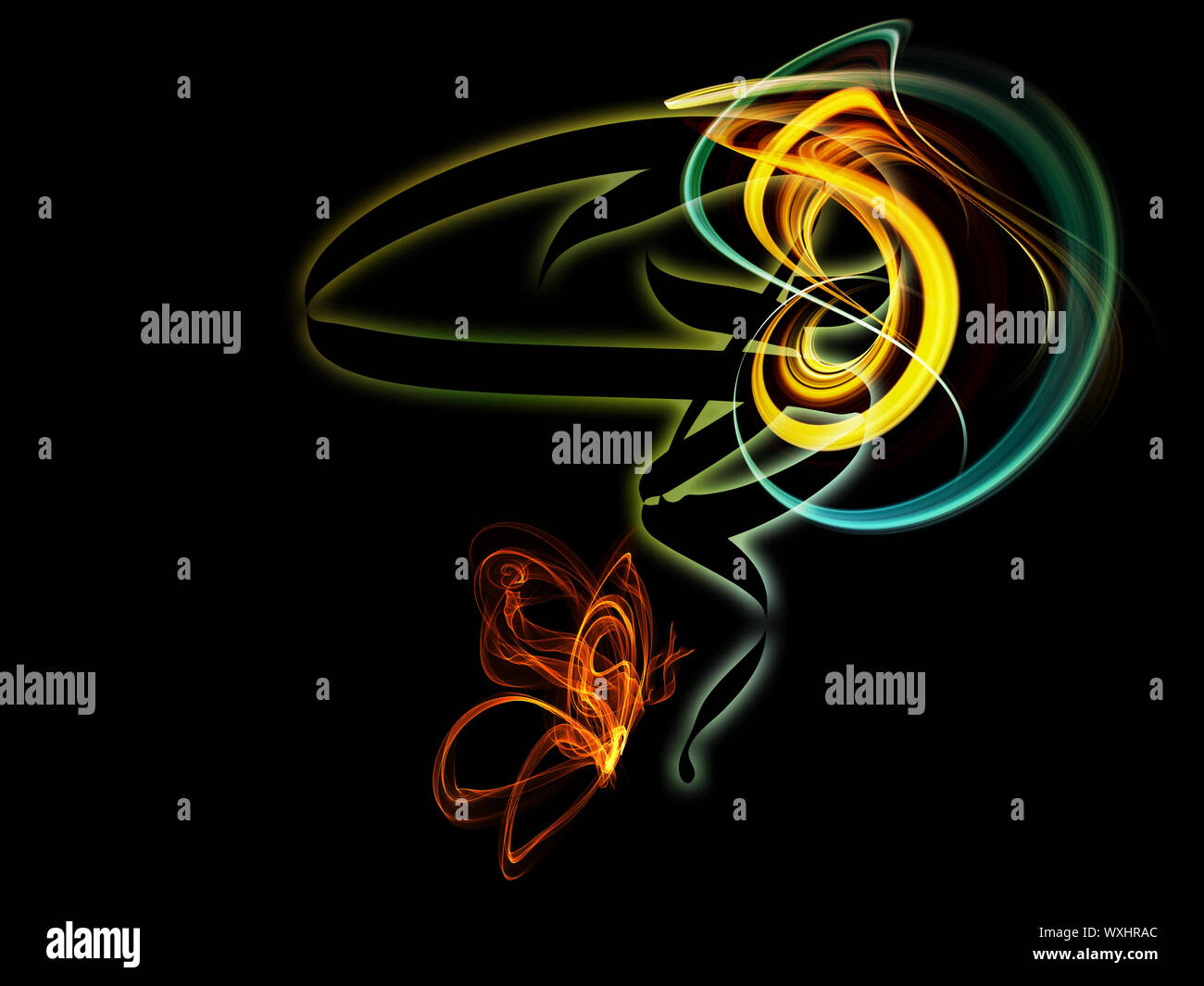 Creative arrangement of fractal butterfly shapes and lights as a ...