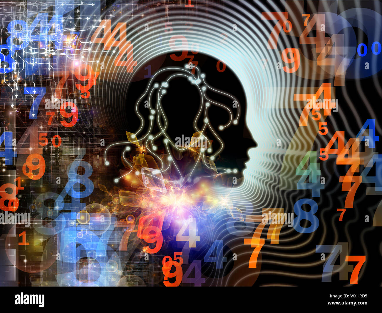 Design composed of human feature lines and symbolic elements as a ...